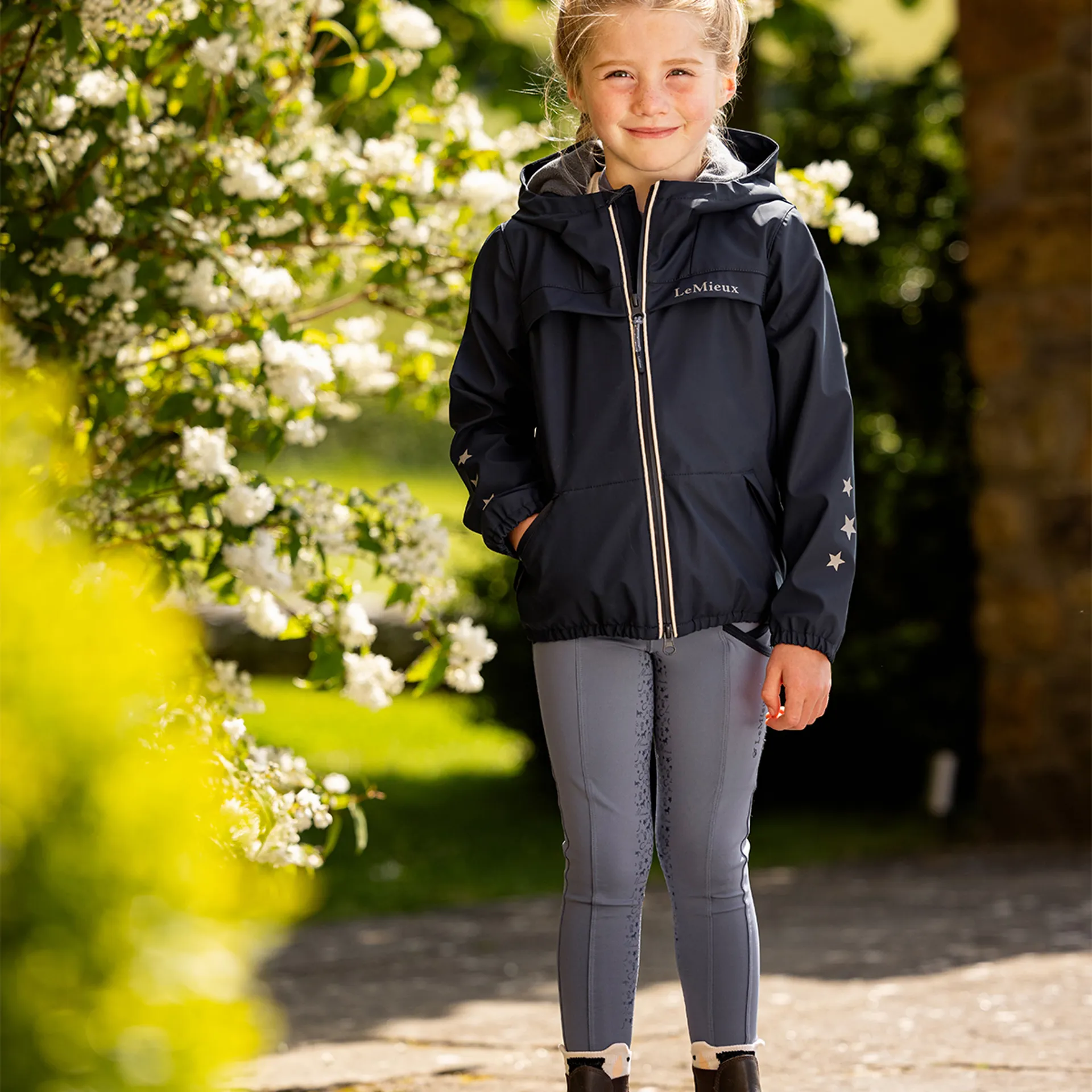 LeMieux Mini Pull On Full Grip Junior Riding Tights - Jay Blue