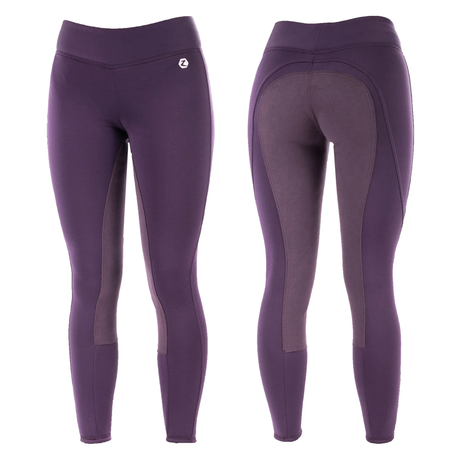 Horze Active Womens Full Seat Winter Tights - Plum