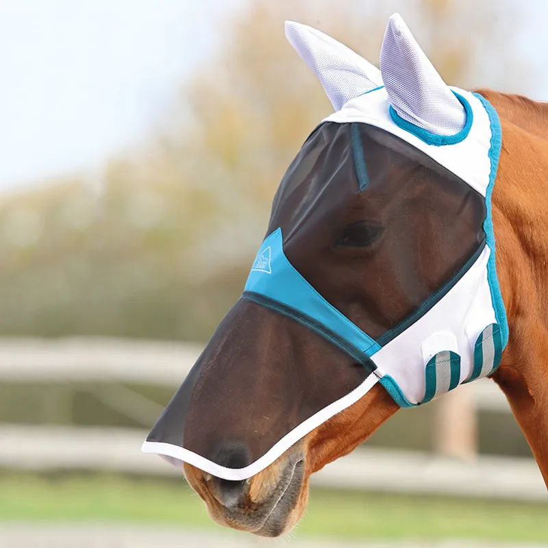 Shires Fine Mesh Fly Mask With Ears and Nose - White