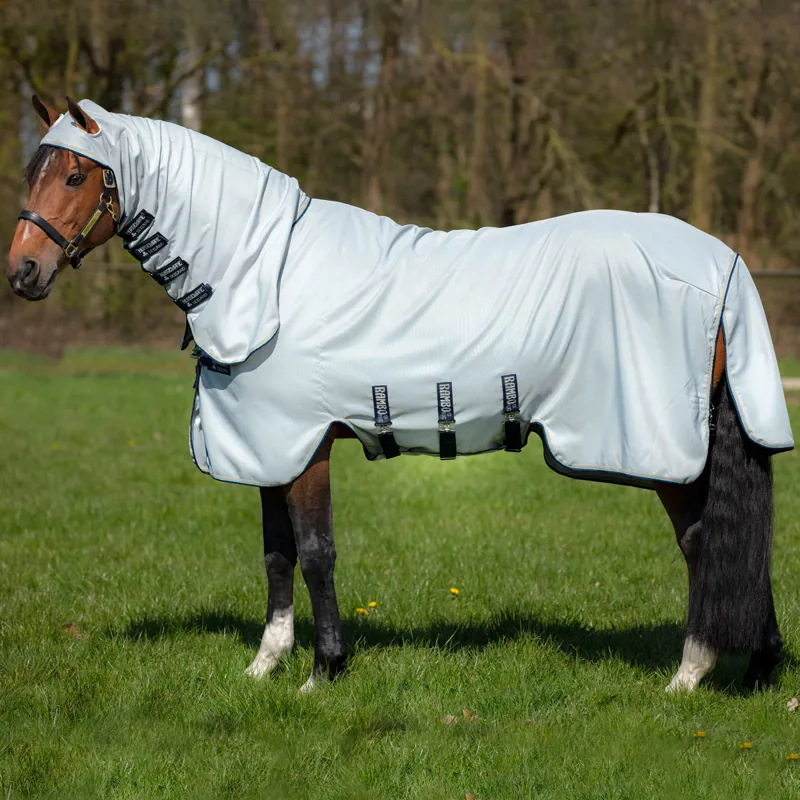 Rambo XL Hoody Sweet Itch Fly Rug - Grey/Beige/Baby Blue