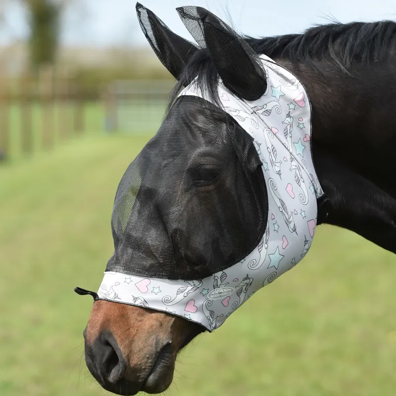 WeatherBeeta Deluxe Stretch Eye Saver Fly Mask - Sea Unicorn