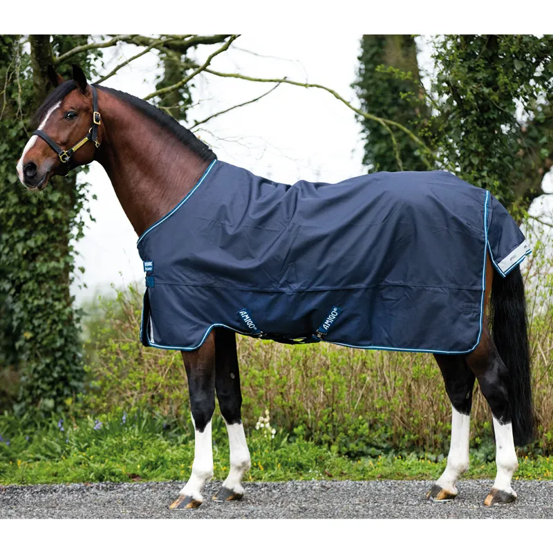 Amigo Bravo 12 Pony Original Light Weight Turnout Rug - Navy/Whit