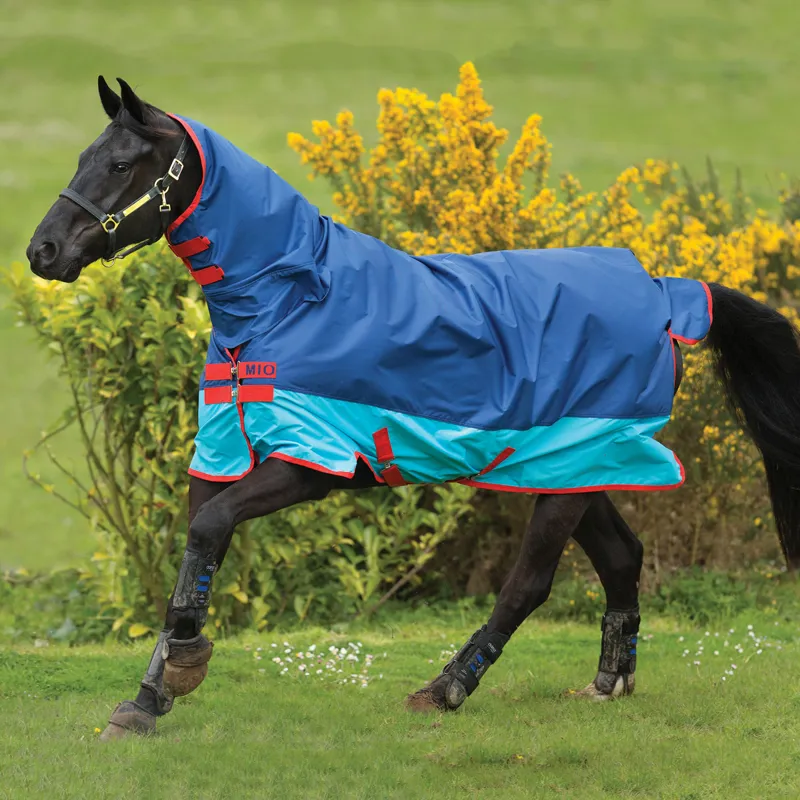 Mio All-In-One Lightweight 0g Turnout Rug Dark Blue/Aqua Blue/Red