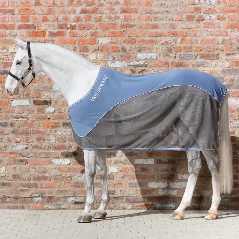 Rambo Sport Cooler Rug with Fleece/Net China Blue/Charcoal/White