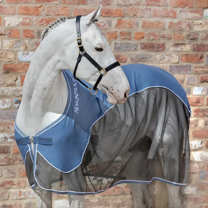Rambo Sport Cooler Rug with Fleece/Net China Blue/Charcoal/White