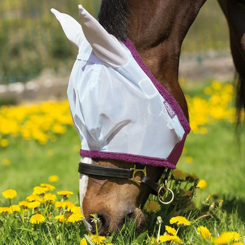 Amigo Fine Mesh Fly Mask with Ears - Silver/Purple