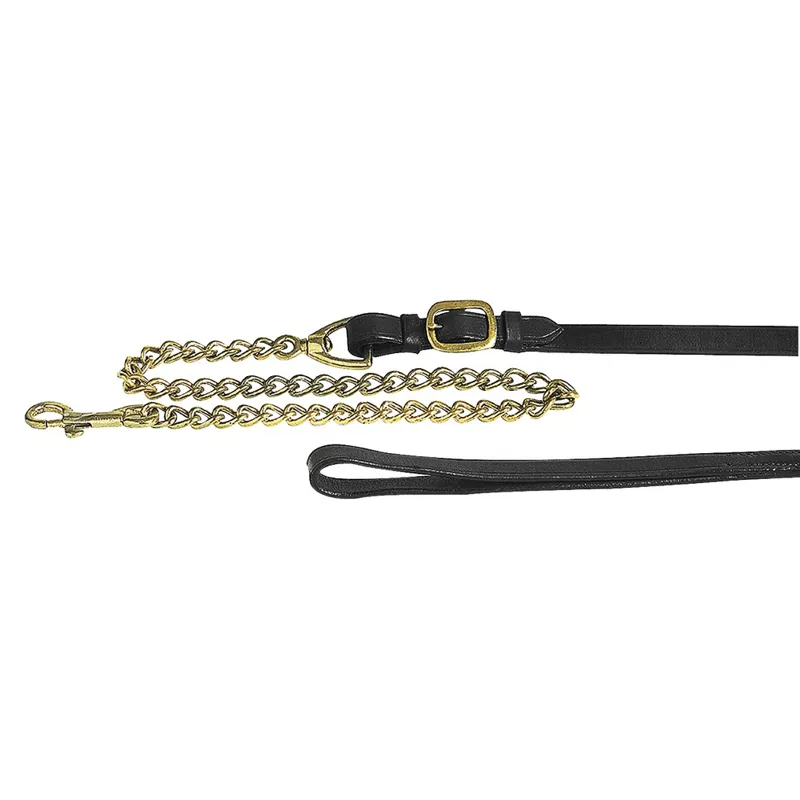Apollo Leather Lead Chain - Black/Brass