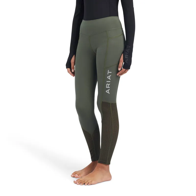 Ariat EOS Full Grip Youth Riding Tights - Beetle/Forest Mist