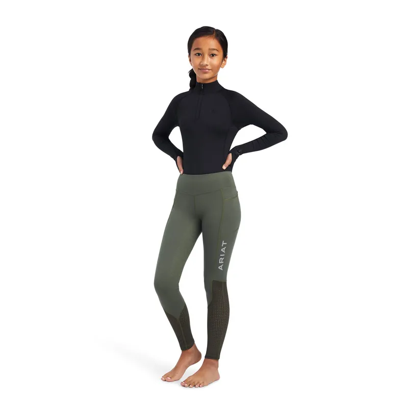 Ariat EOS Full Grip Youth Riding Tights - Beetle/Forest Mist