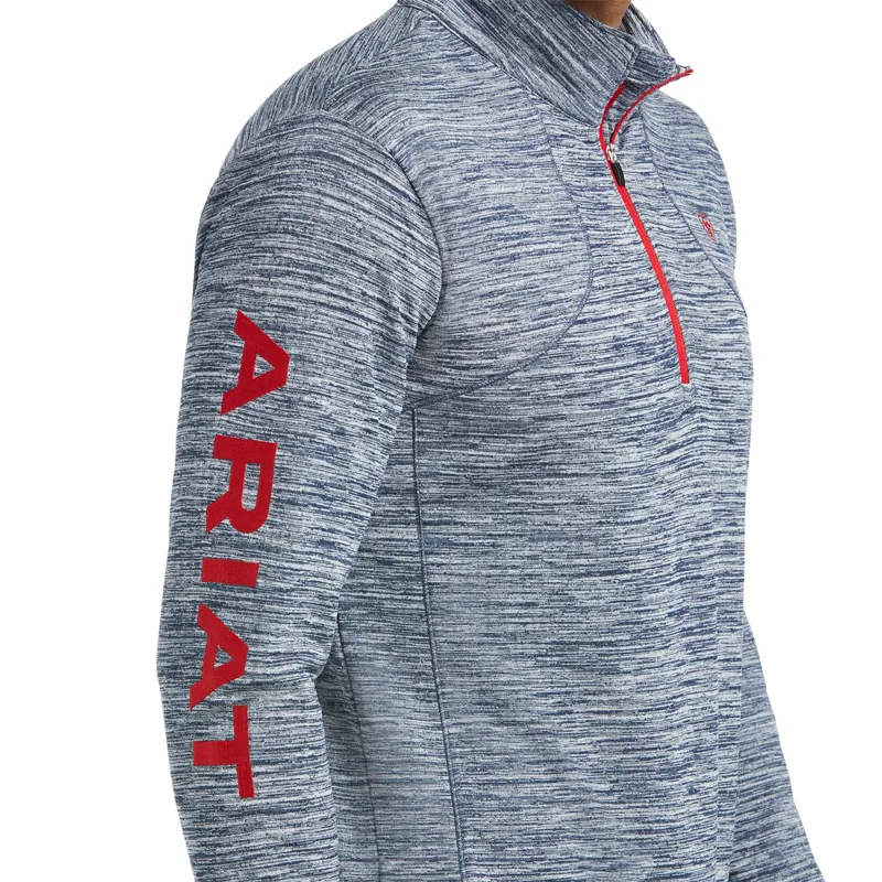 Ariat Mens Team Gridwork 1/4 Zip Base Layer - Navy