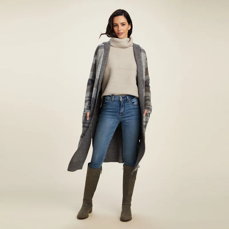Ariat Country Saratoga Ladies Cardigan - Grey Plaid