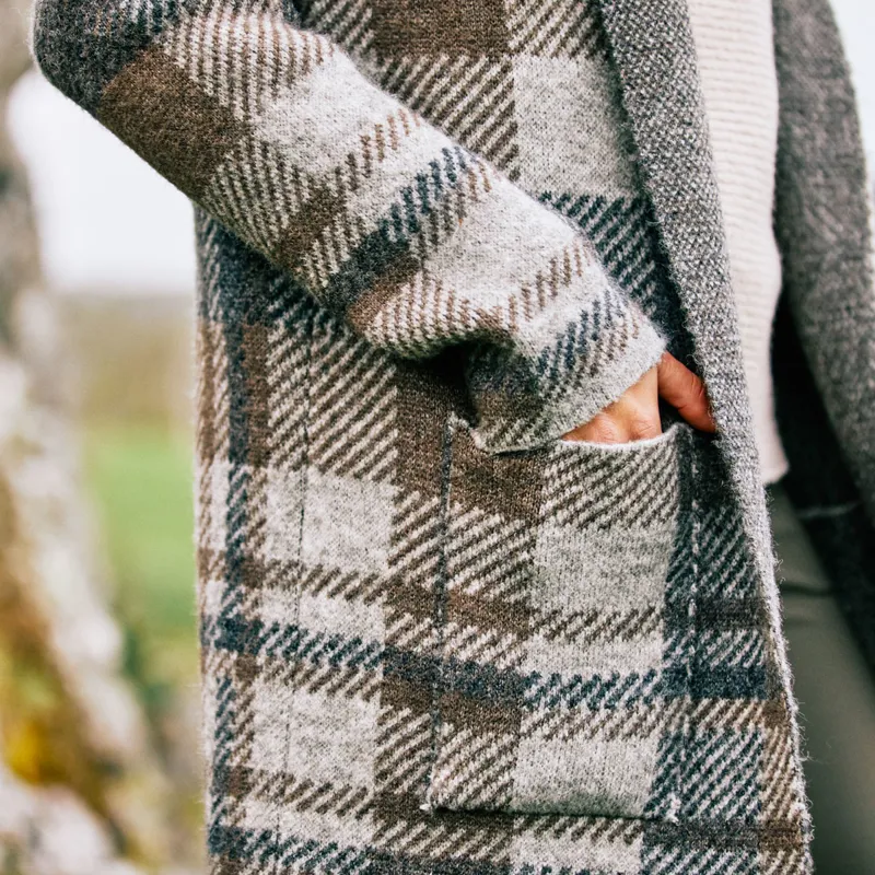 Ariat Country Saratoga Ladies Cardigan - Grey Plaid