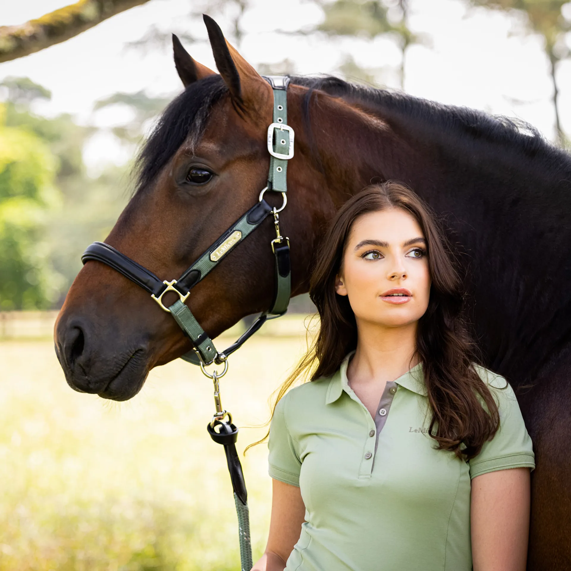 LeMieux Capella Leather Headcollar - Thyme