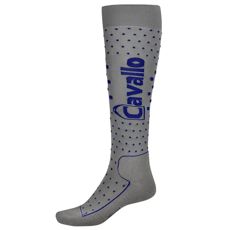 Cavallo Functional Unisex Long Socks - Light Grey/Cosmic Blue Dot