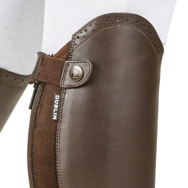 Dublin Evolution Rear Zip Adults Half Chaps - Brown