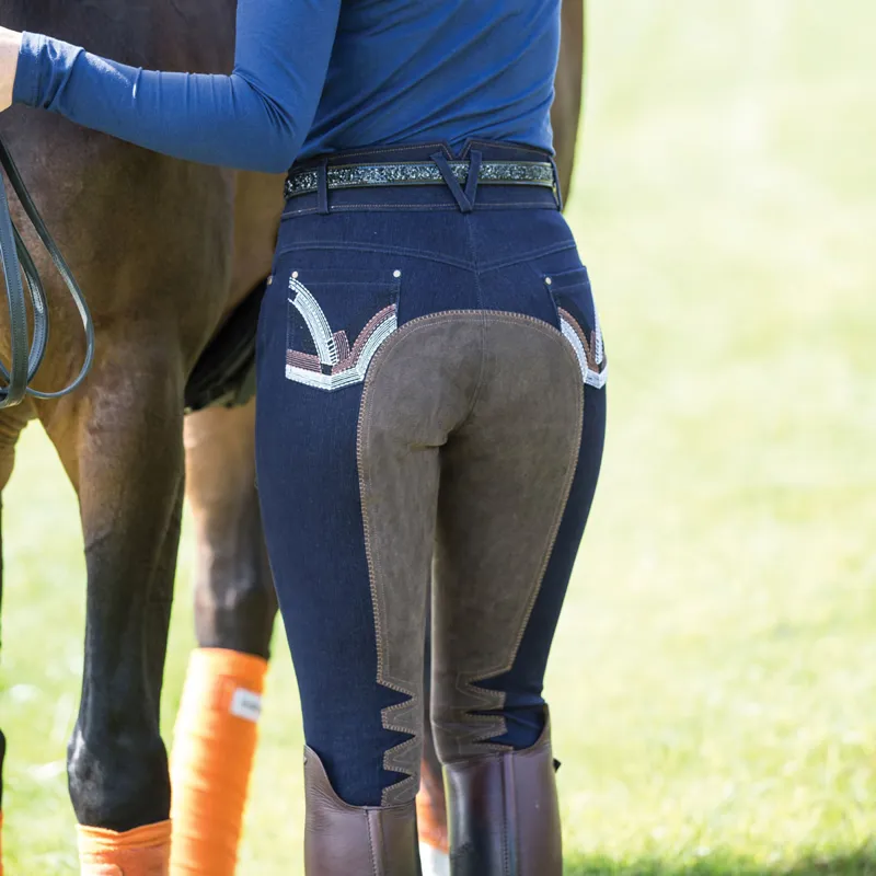 Equetech Denim Full Seat Ladies Breeches - Navy/Tan