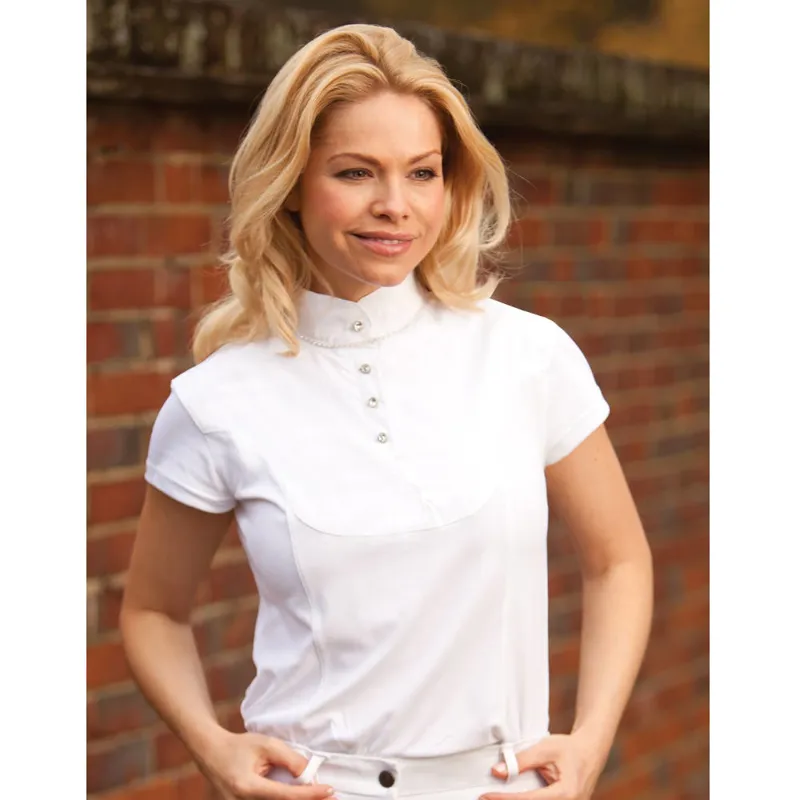 Equetech Hexatec Diamante Capped Ladies Competition Shirt - White