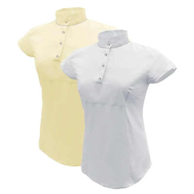Equetech Hexatec Diamante Capped Ladies Competition Shirt - White