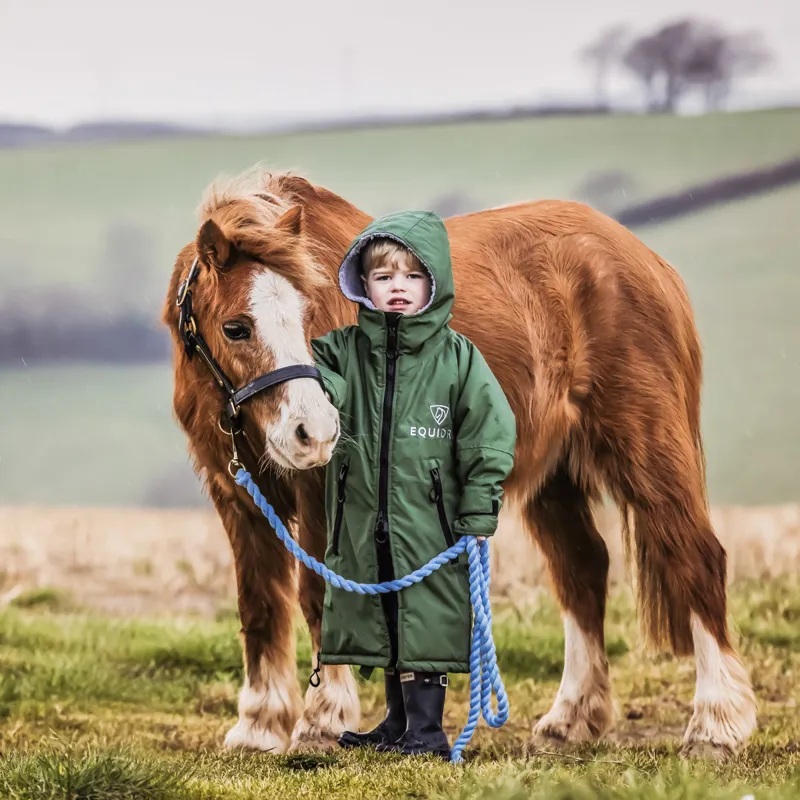 EQUIDRY All Rounder Junior Jacket with Fleece Hood - Hunter Green