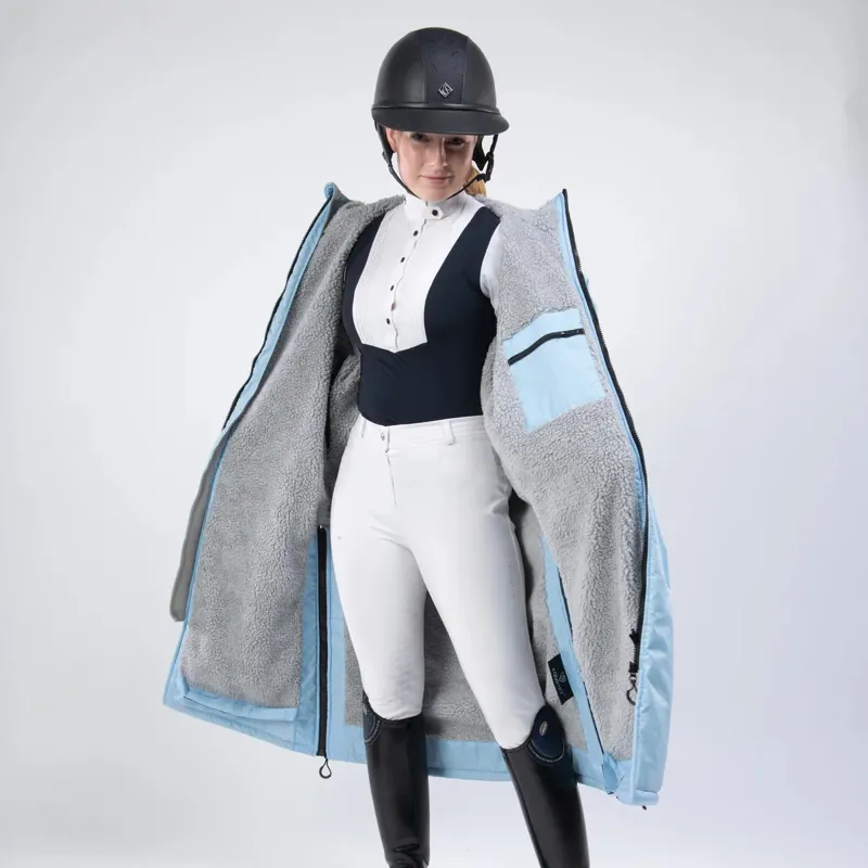 Equidry All Rounder Jacket With Fleece Hood Sky Bluegrey
