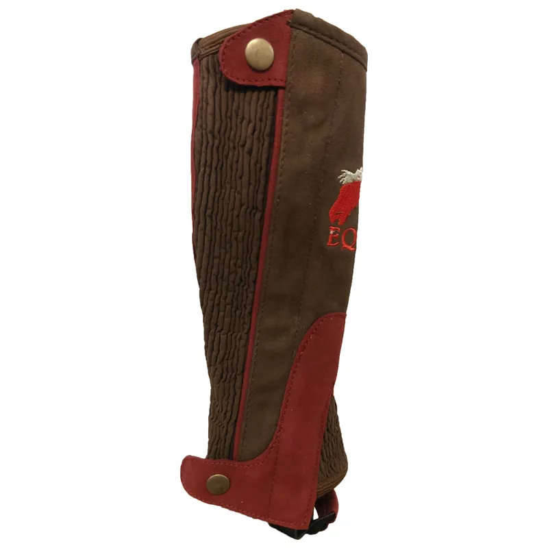 EQvvs Child Amara Suede Half Chaps - Brown/Burgundy - 6 Years