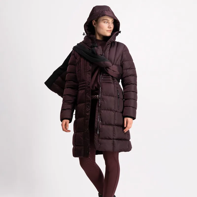 Euro-Star Ferrera Ladies Long Parka Jacket - Black Rose
