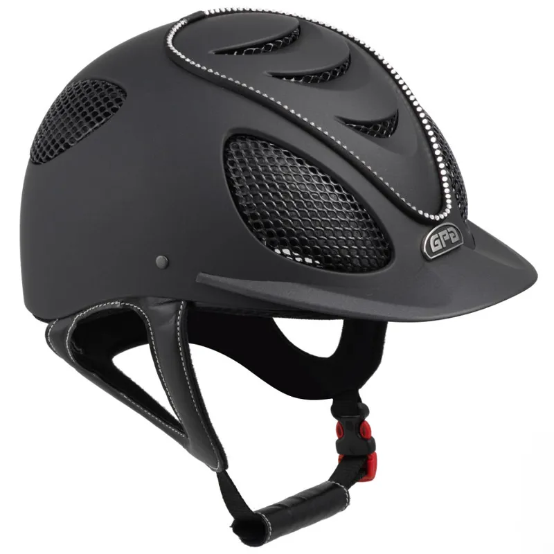 GPA Speed Air 2x Swarovski Crystal Riding Helmet - Black