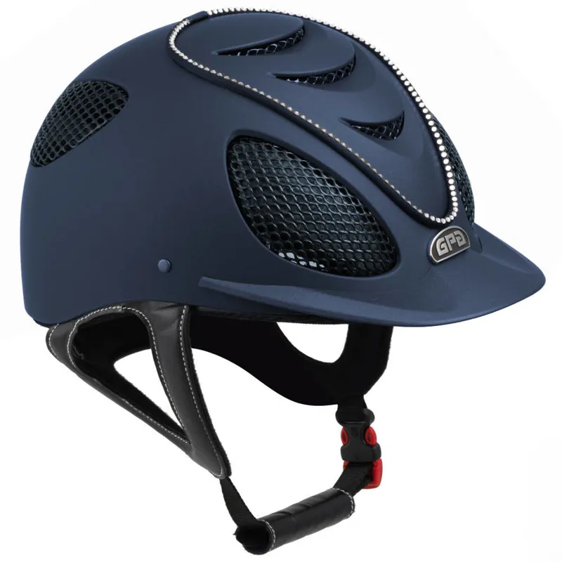 GPA Speed Air 2x Swarovski Crystal Riding Helmet - Navy