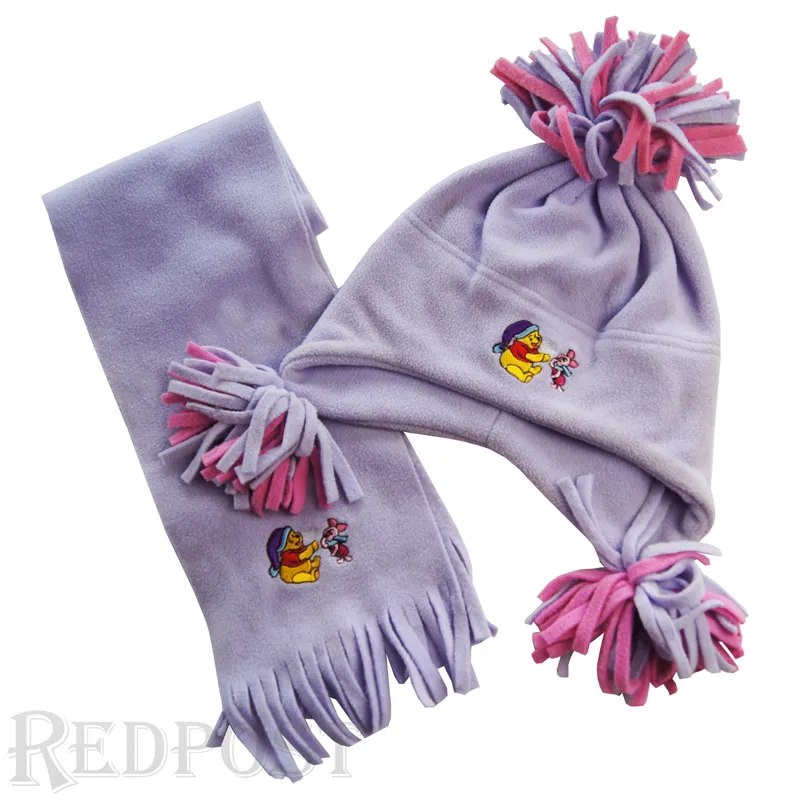 Winnie The Pooh Childs Hat/Scarf Set - Lilac