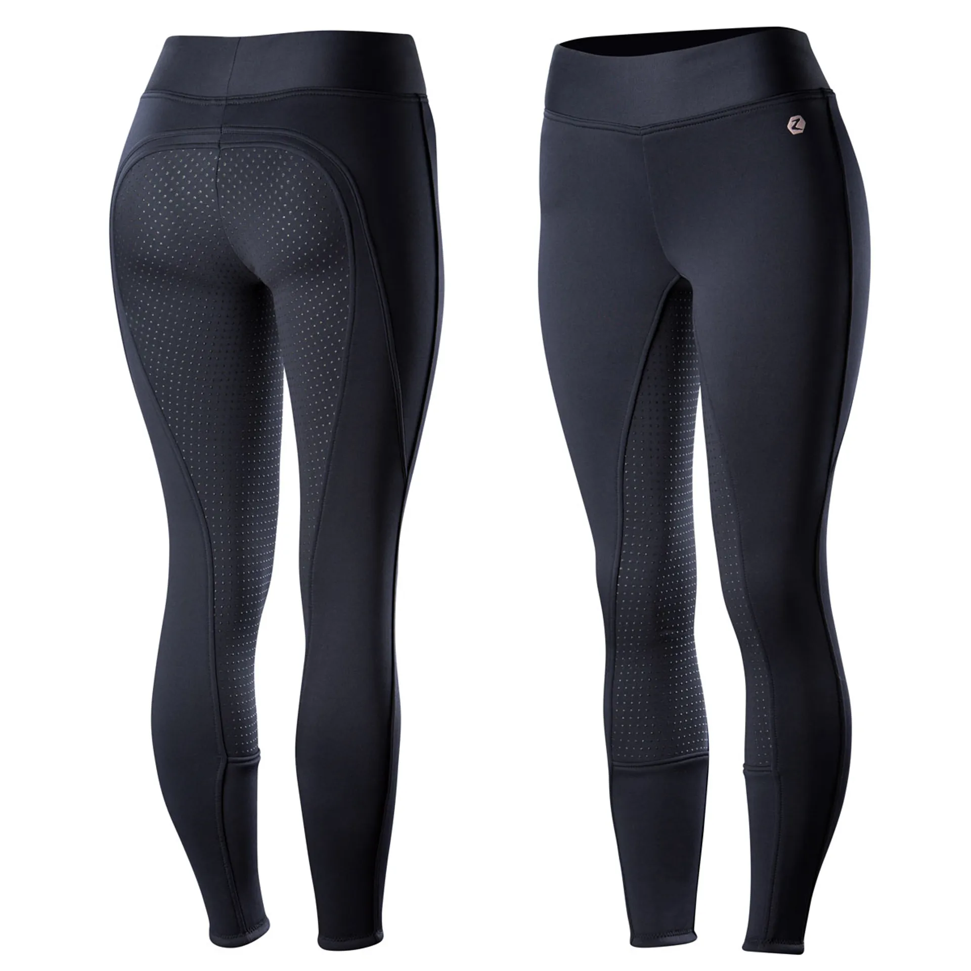 Horze Active Silicone Full Seat Ladies Winter Tights - Dark Navy