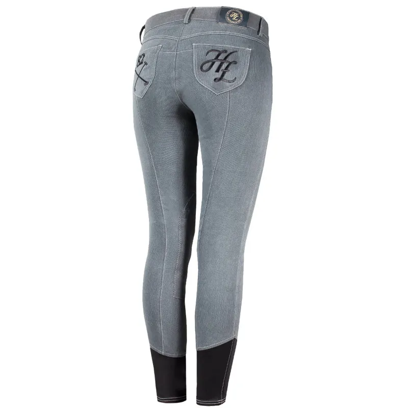 Horze Adara Self Patch Ladies Denim Breeches - Grey