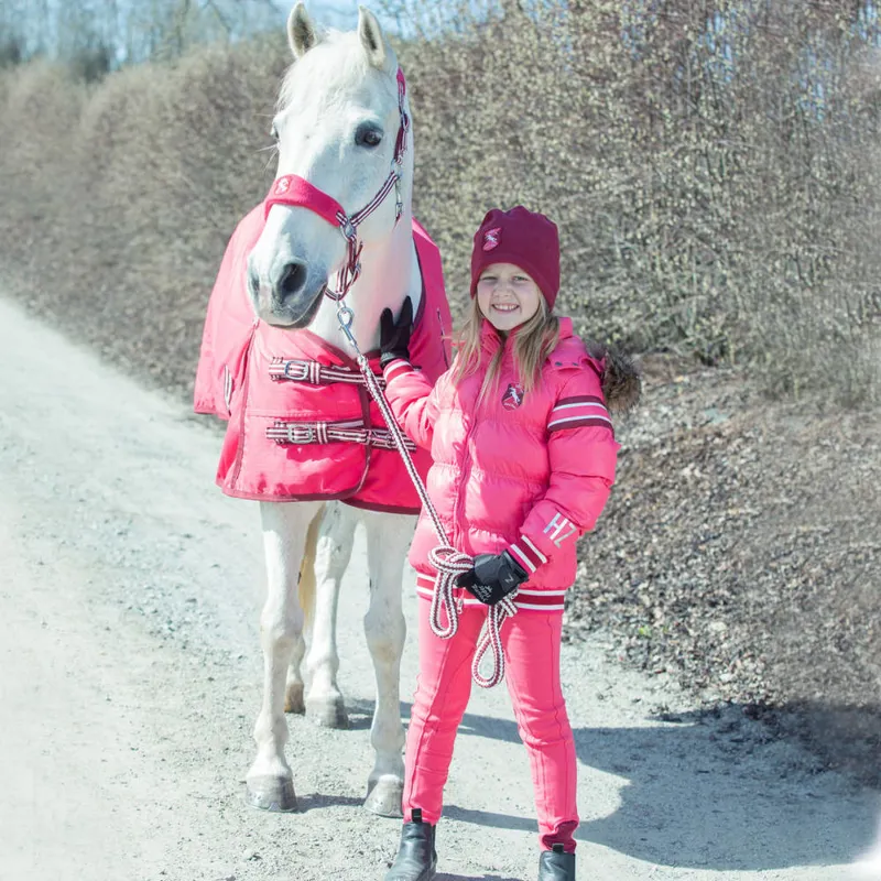 Horze Jen Junior Self Patch Breeches - Teaberry Pink