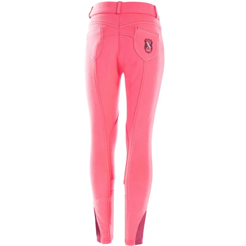 Horze Jen Junior Self Patch Breeches - Teaberry Pink