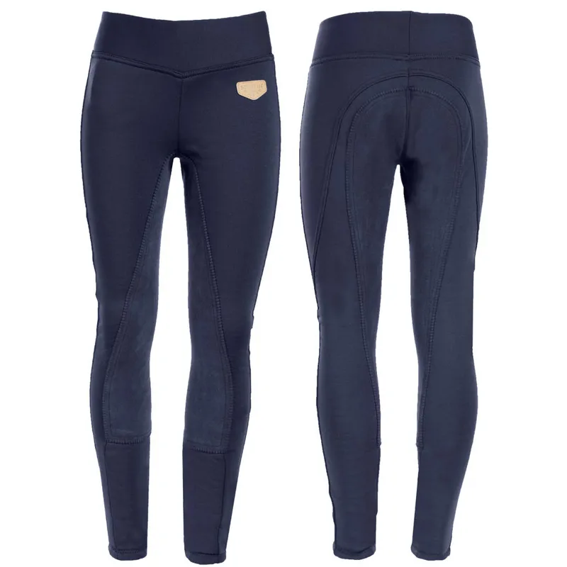 Horze Active Kids Full Seat Winter Tights - Dark Blue