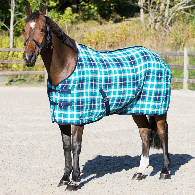 Horze Brighton Waffle Rug - Peacoat Dark Blue/Agate Blue Check