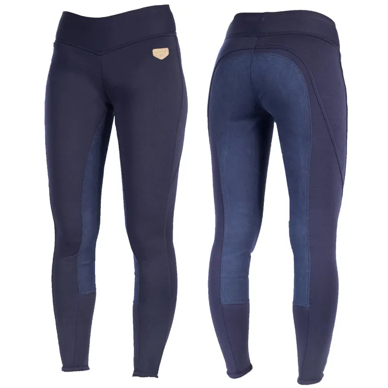 Horze Active Womens Full Seat Winter Tights - Dark Blue