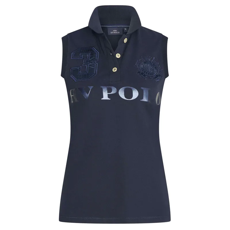 HV Polo Favouritas Ladies Sleeveless Polo Shirt - Navy Metallic