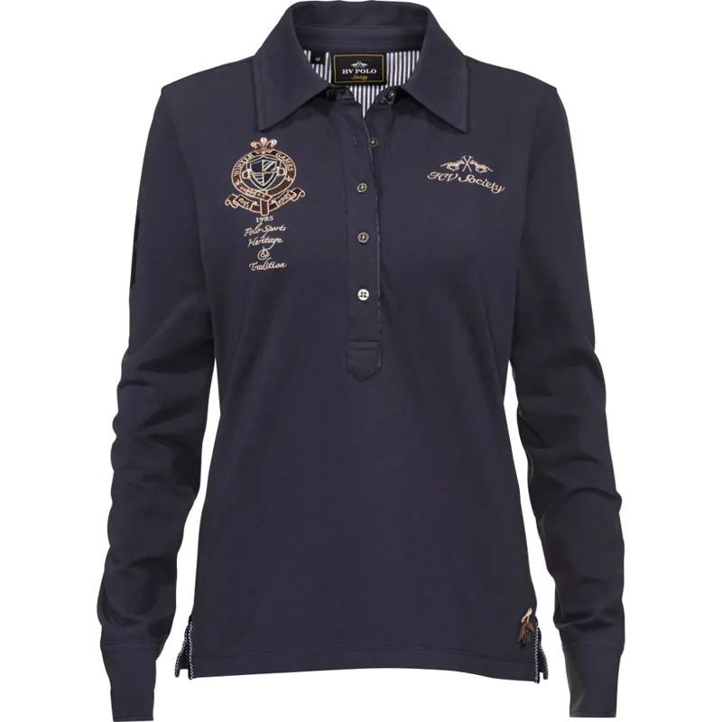 HV Polo Noleta Ladies Long Sleeved Polo Shirt - Navy