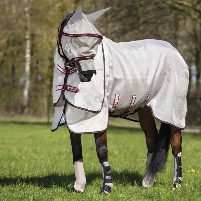 Rambo Fly Buster Vamoose Plus Fly Rug - Oatmeal/Black/Burgundy