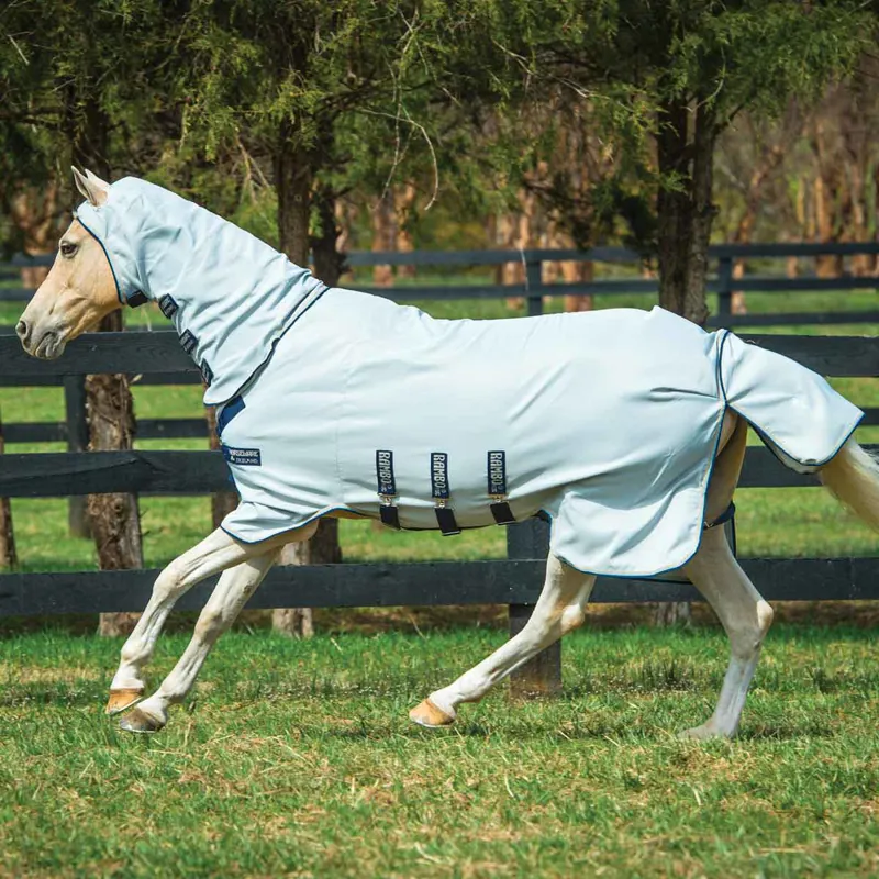 Rambo Hoody Pony Sweet Itch Fly Rug - Grey/Beige/Baby Blue