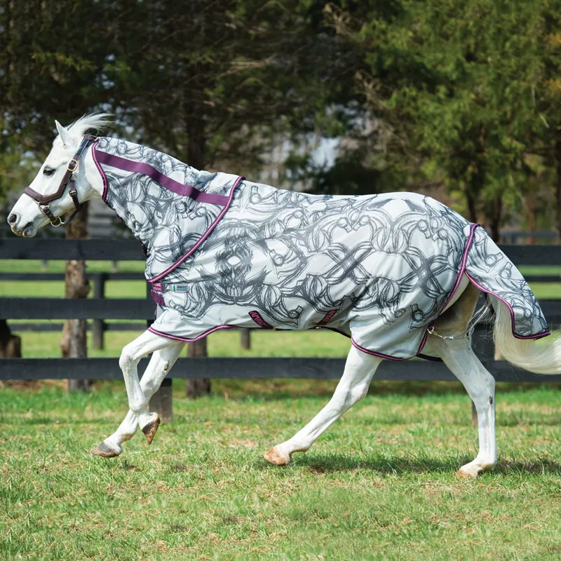 Amigo Pony Bug Rug Vamoose Fly Rug - Horse Print/Purple/Pink