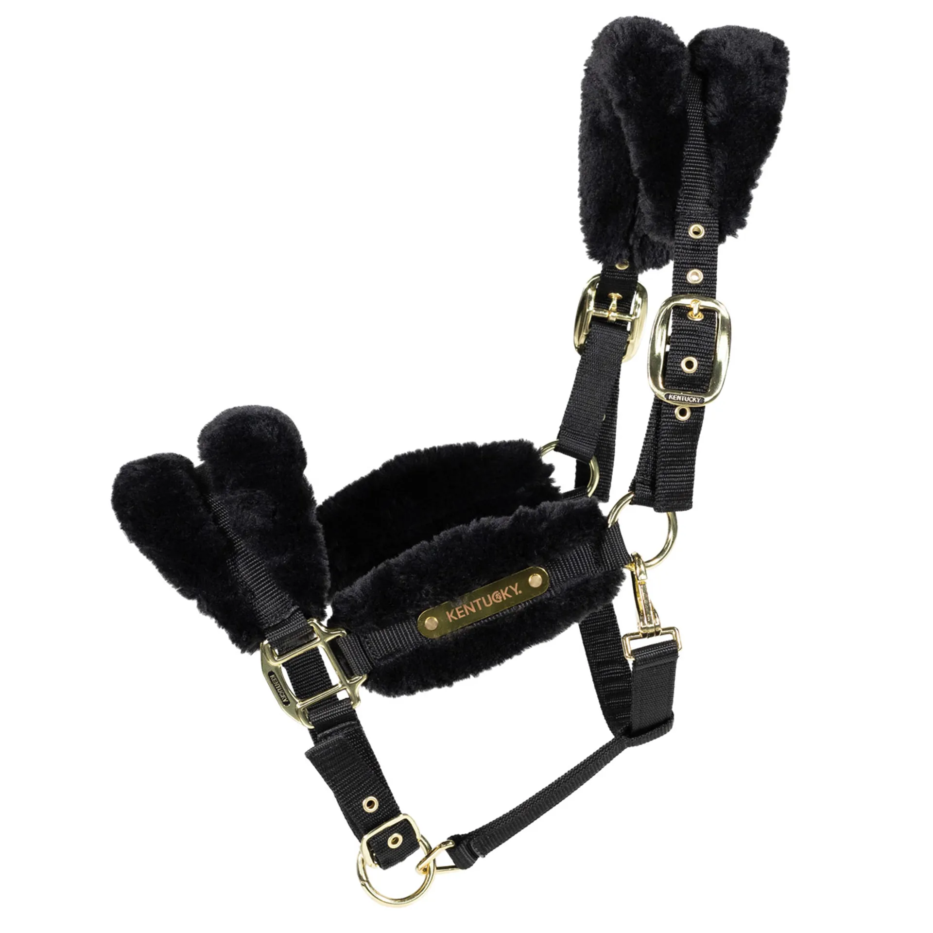 Kentucky Soft Nylon Sheepskin Headcollar - Black