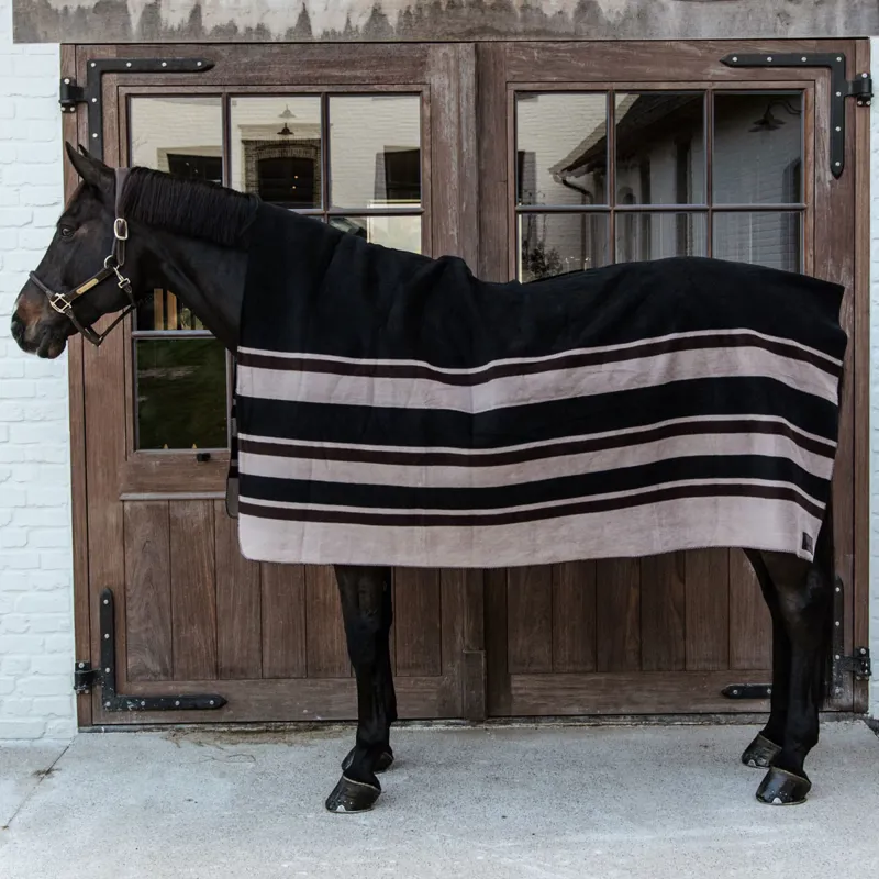 Kentucky Square Heavy Fleece Striped Rug - Brown/Beige