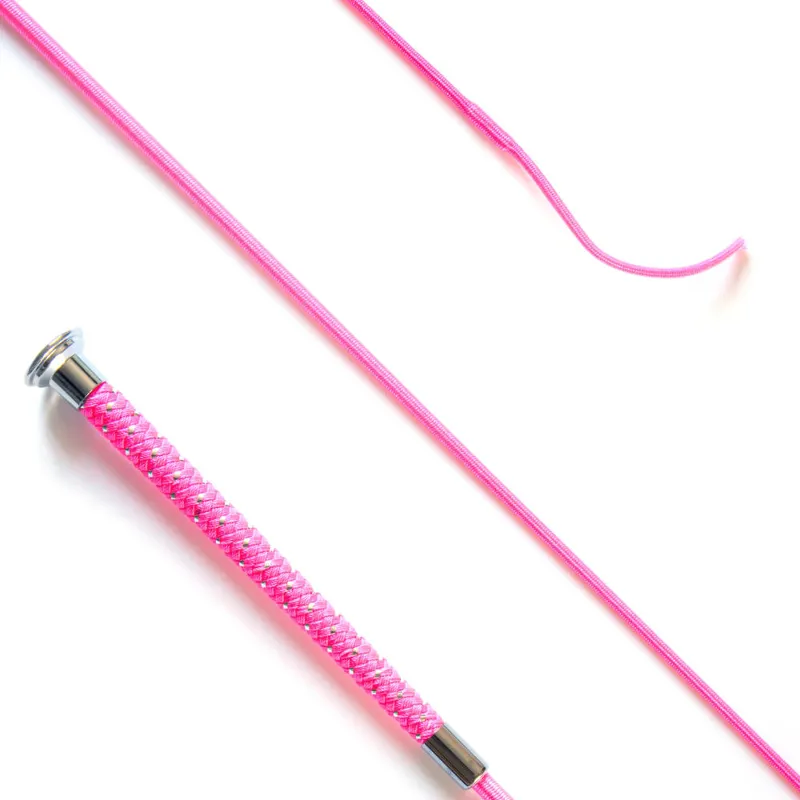 KM Elite Dressage Whip with Silver Braided Grip - Hot Pink