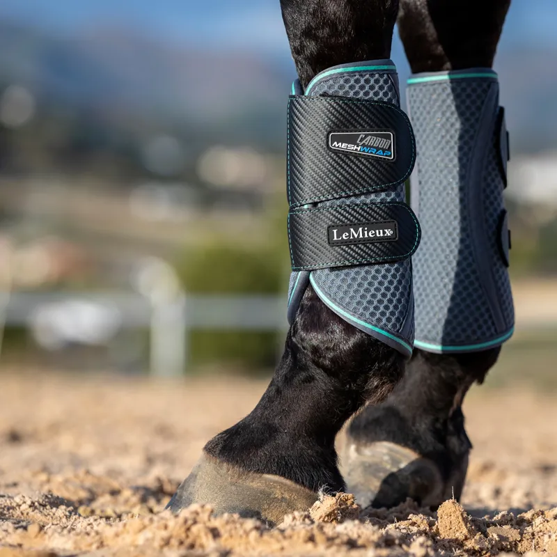 LeMieux Carbon Mesh Wrap Boots - Grey/Mint