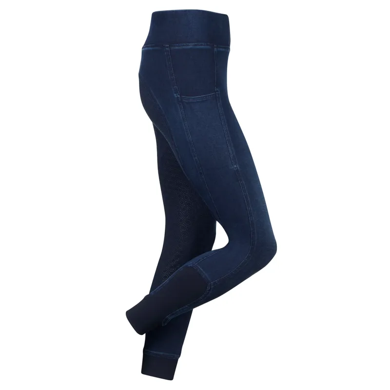 My LeMieux Denim Pull On Seamless Ladies Full Grip Breeches Blue