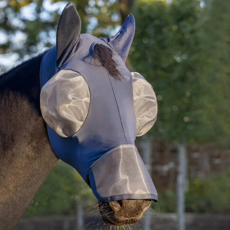 LeMieux Bug Relief Lycra Full Fly Mask - Blue