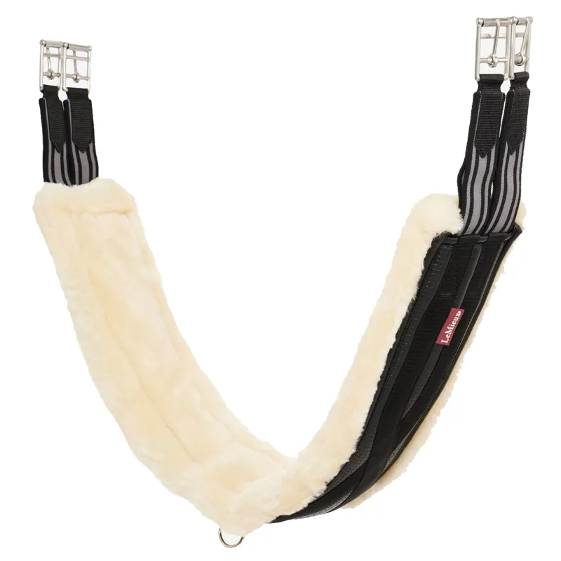LeMieux Anatomic Fleece Lined Girth with Elastic - Black/Natural
