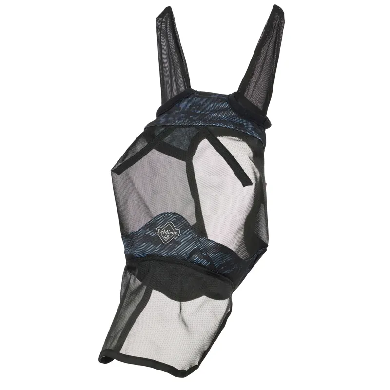 LeMieux Visor-Tek Full Fly Mask with Ears and Nose - Camo Blue