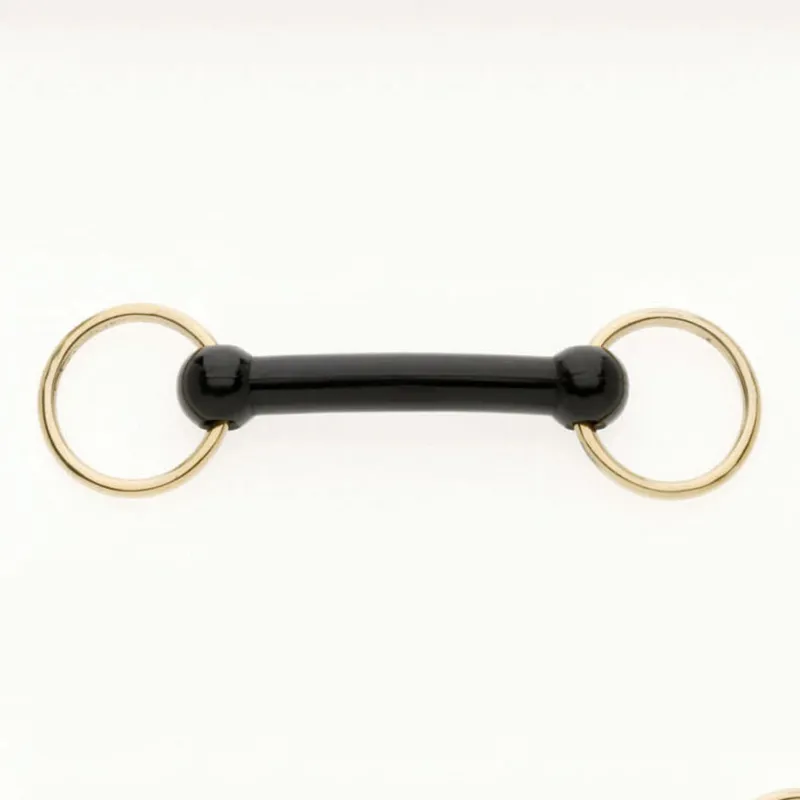 Lorina Nylon Mullen Mouth Snaffle Bit - Brass Rings